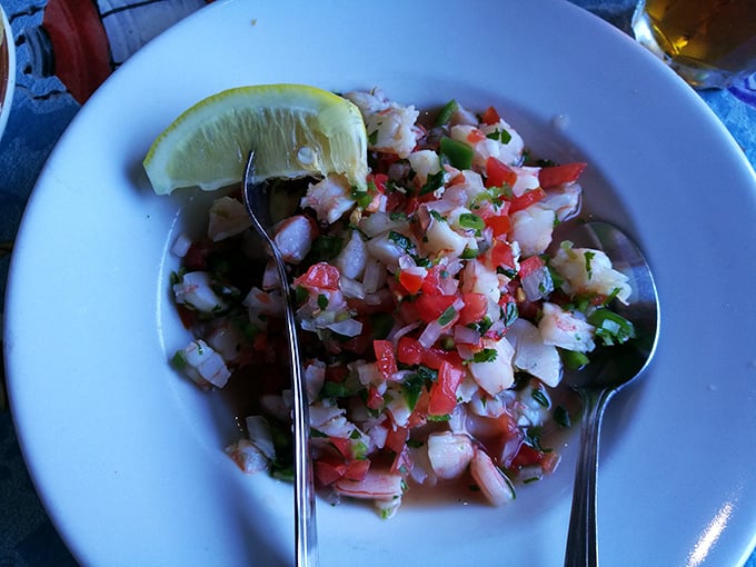Fresh ceviche that tastes like the Pacific Ocean in the best possible way—bright, clean flavors that dance between citrus tang and seafood sweetness.