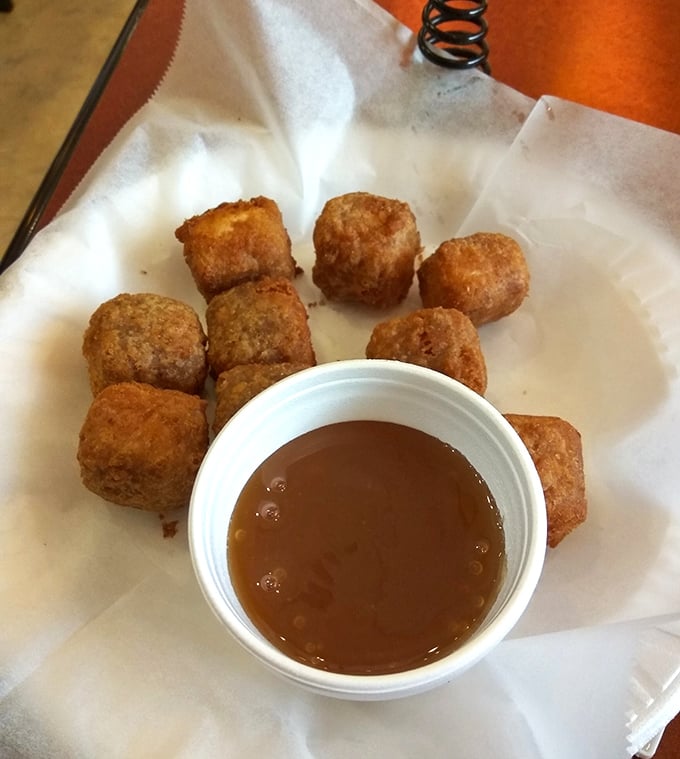 These golden-fried cheese bites aren't just appetizers—they're little caramel-dipped promises that good things come to those willing to start with dessert. Life lessons in every bite.