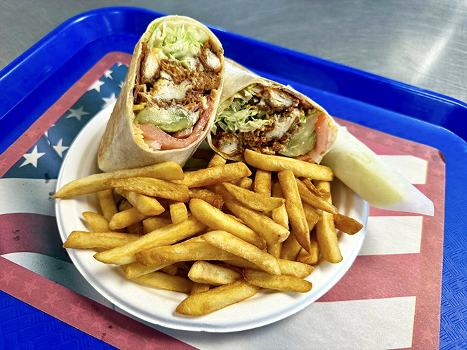The chicken Caesar wrap – proof that Kay's excels beyond seafood. Wrapped tight like a culinary present, it's the land-lover's answer to oceanic indulgence.