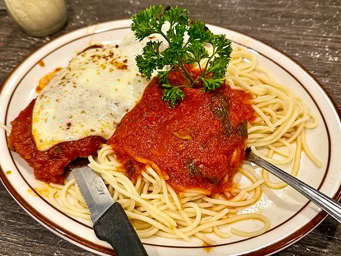 Spaghetti and chicken parmesan that would make any Italian grandmother nod in approval—or at least not complain too loudly about how hers is better.