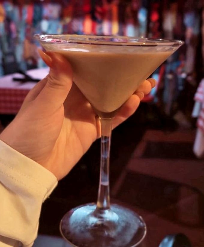 In a place famous for meat, even the cocktails dress to impress. This chocolate martini isn't just a drink—it's dessert with a kick and a wink.