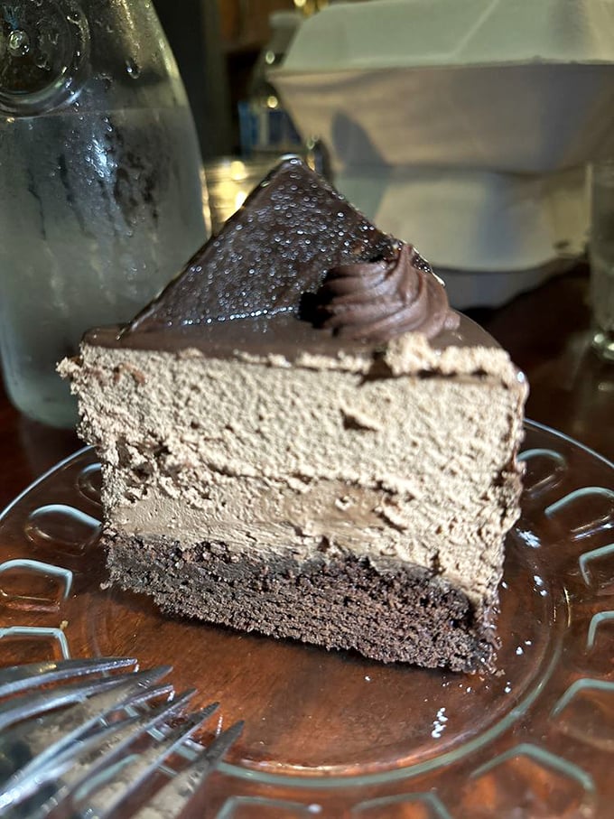 This chocolate cake doesn't just satisfy your sweet tooth – it throws a party for it. Dense, rich layers that make you close your eyes with each forkful.