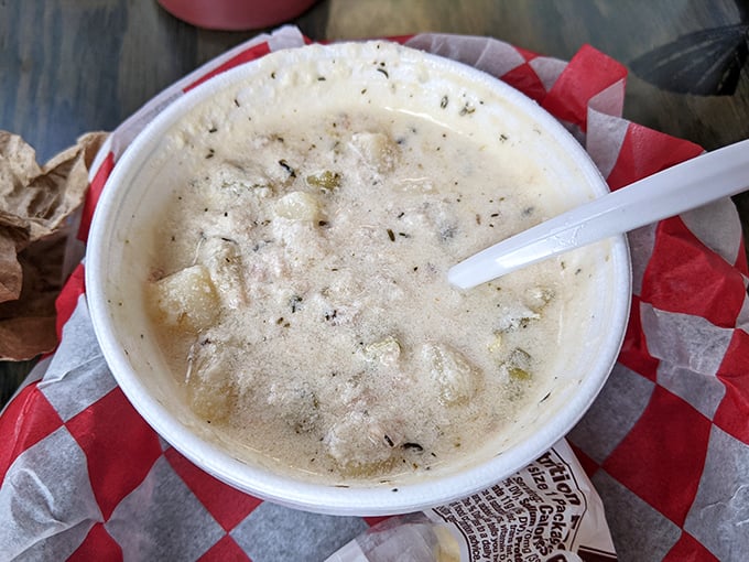 This whitefish chowder isn't just soup—it's a creamy hug in a bowl, studded with tender chunks of local catch and subtle herbs.