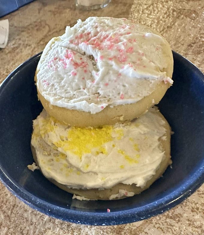 Freshly baked cookies await near the soft-serve machine because apparently they want you to leave completely and utterly satisfied.