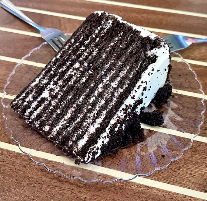 Smith Island cake, Maryland's official dessert, stacks up layer after chocolatey layer—proving the state's commitment to excellence extends well beyond seafood.