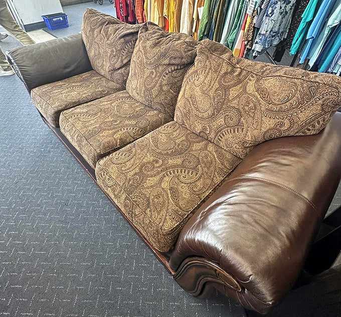 This paisley sectional has seen some living rooms in its day, but it's ready to cradle a new generation of Netflix bingers.