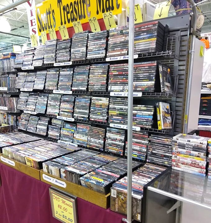 Scott's Treasure Mart houses a library of cinematic history where forgotten films await rediscovery at prices that won't require a second mortgage.