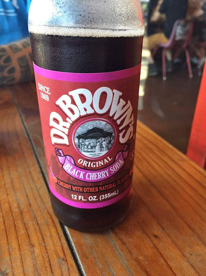 Dr. Brown's Black Cherry—the unofficial beverage of serious sandwich enthusiasts since your grandparents were dating. Some traditions need no improvement.