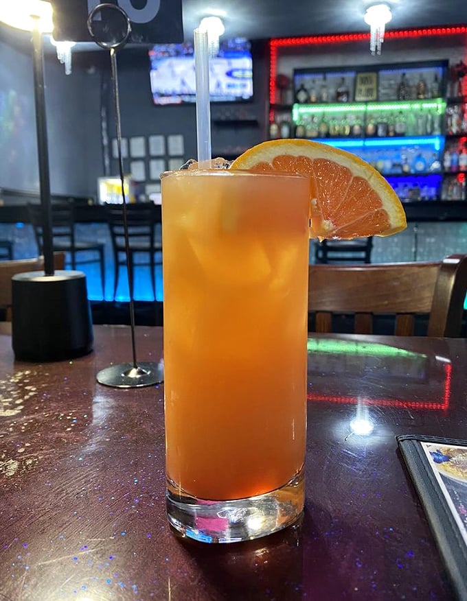 A refreshing cocktail garnished just right—because even soul food deserves a companion that's equally beautiful and delicious to sip.