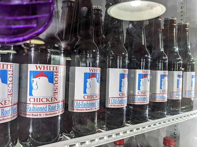 White House Chicken's old-fashioned root beer comes in bottles that look like they time-traveled from a simpler, more delicious era.