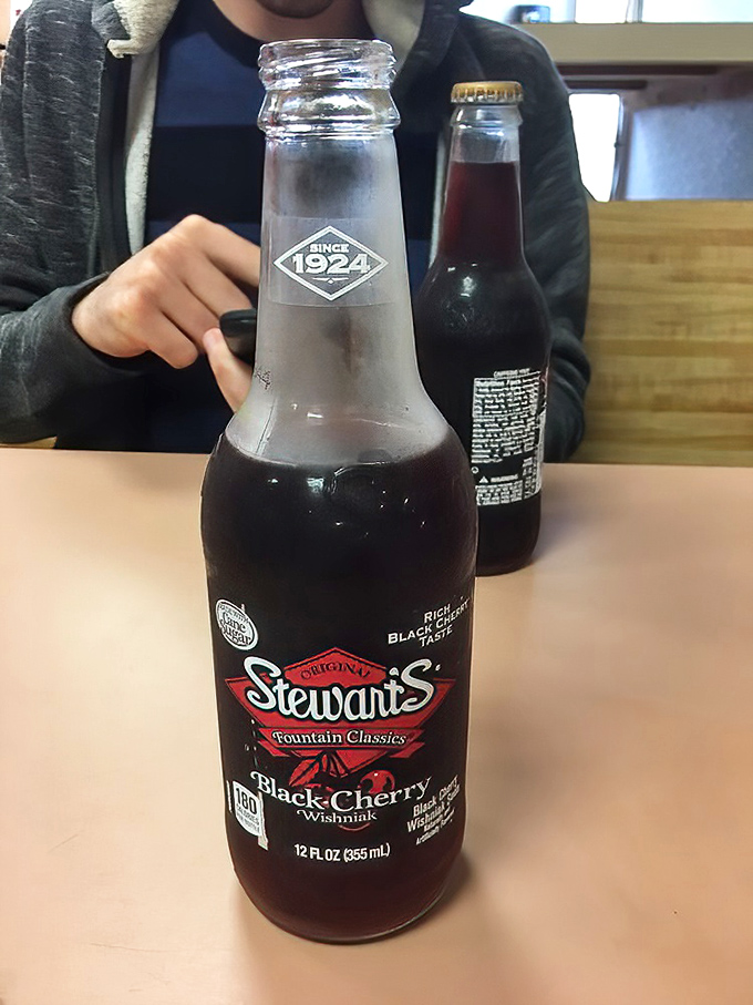 Stewart's Black Cherry pairs with these burgers like Sinatra with a microphone—classic, smooth, and utterly satisfying.