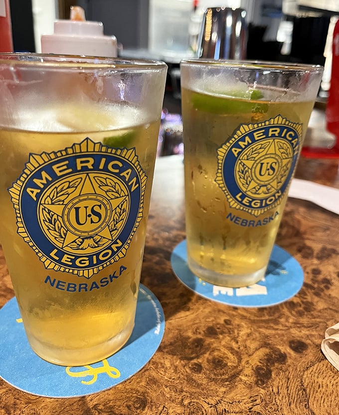 Nothing washes down great barbecue like a cold one. These American Legion branded glasses hold liquid refreshment that completes the Nebraska barbecue experience.