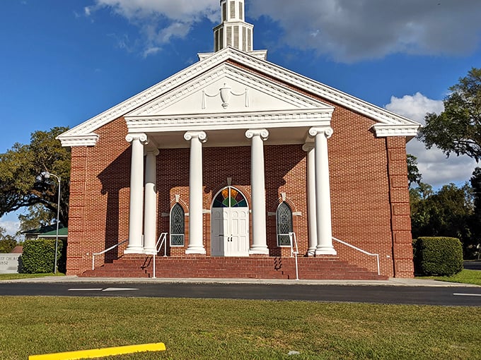 First Baptist Church's classic architecture reminds us that some traditions – like Sunday services and white columns – never go out of style.