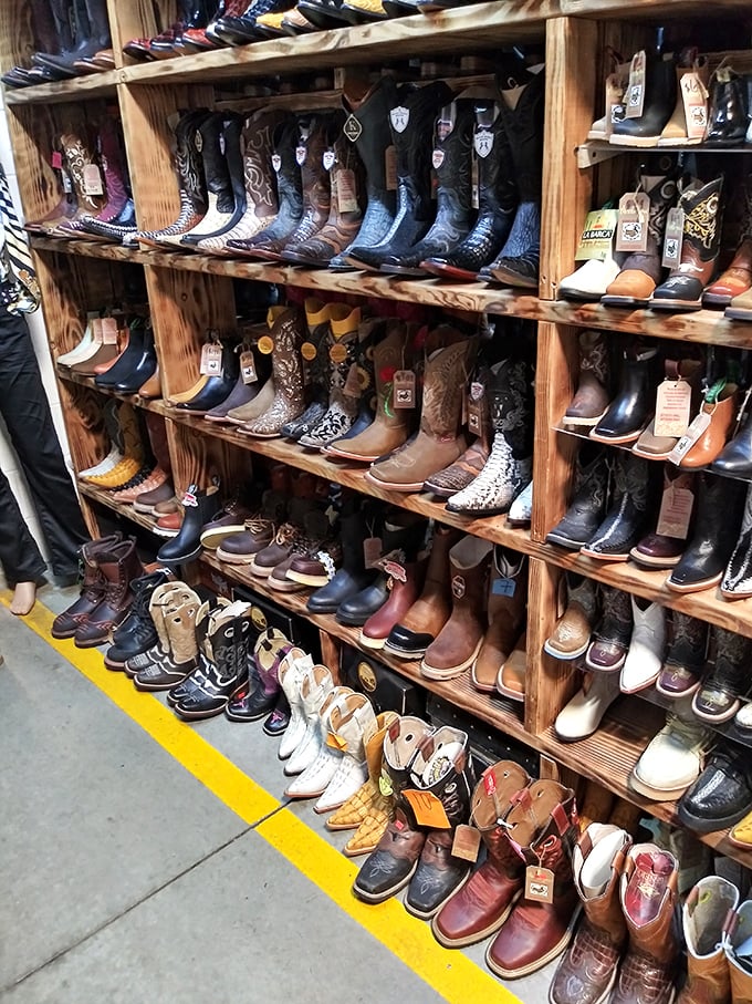 Boot heaven for urban cowboys and fashionistas alike. If these leather beauties could talk, they'd whisper, "Take me home and strut your stuff."