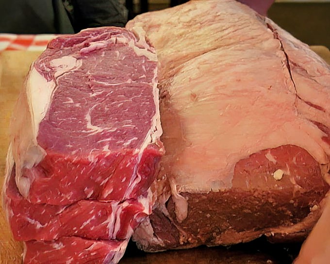 This isn't just raw meat—it's potential. Like Michelangelo seeing David in a block of marble, the chefs here see perfection in these marbled slabs.