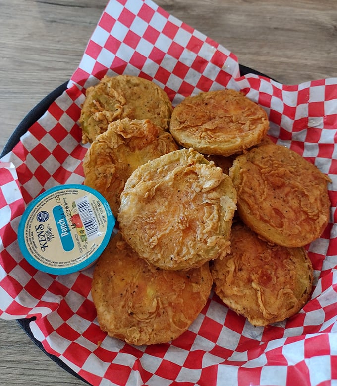 Golden-fried biscuits stacked like edible poker chips, except in this game, everybody wins—especially your taste buds.