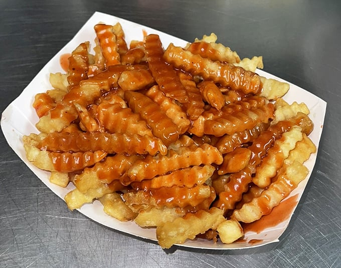 Gravy-drenched crinkle-cut fries that make you wonder why you ever bothered with ketchup—the perfect vehicle for sopping up every last drop.