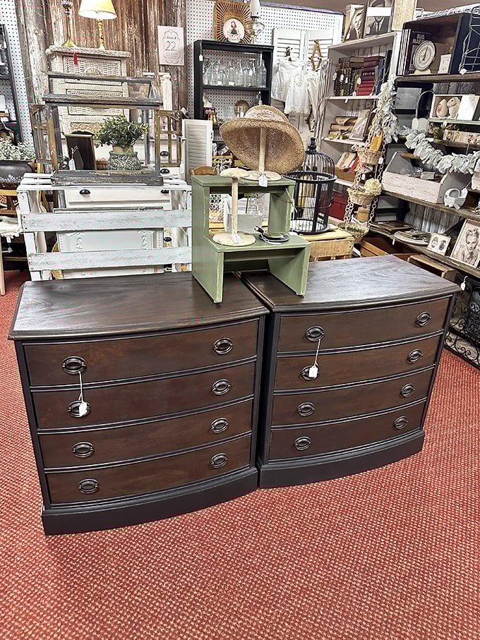 These aren't just dressers—they're history with drawers. Beautifully preserved furniture pieces waiting for their second act in your home.