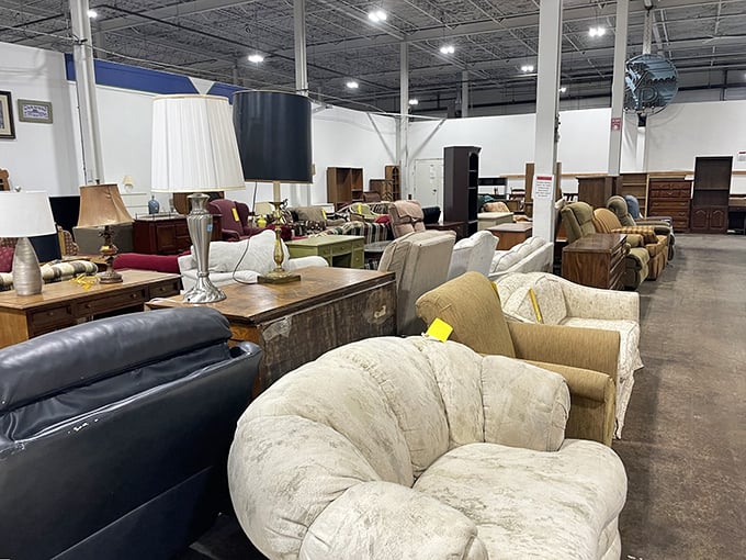 The furniture section showcases sofas with stories to tell and tables that have hosted countless family dinners—all waiting for their next home.