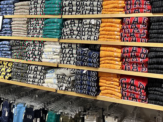 Gap's rainbow of perfectly folded fashion staples stands ready for your wardrobe refresh. Color coordination has never been so tempting.