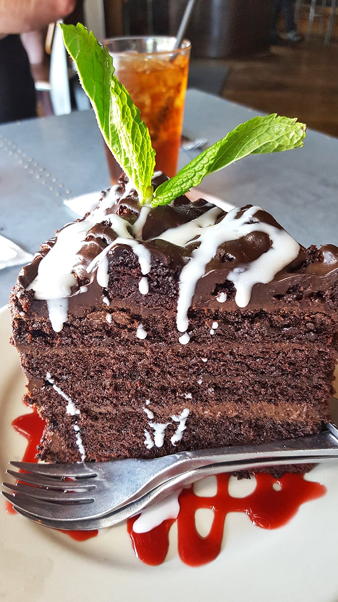 This chocolate cake doesn't just satisfy a sweet tooth—it's the dessert equivalent of a standing ovation, complete with a mint garnish.