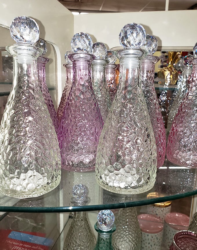 These shimmering glass decanters with crystal-like stoppers could easily pass for heirlooms – the ultimate "I can't believe it's from Dollar Tree" conversation piece.