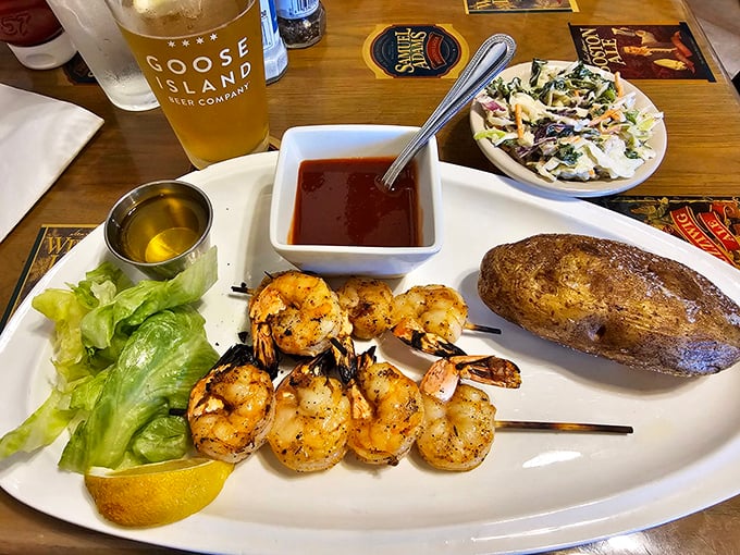 Grilled shrimp skewers that look like they just returned from vacation – perfectly tanned, relaxed, and ready to be the highlight of your day.