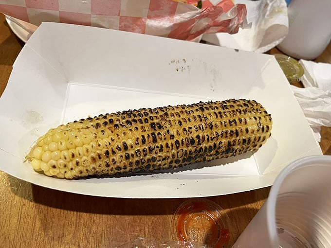 Fire-kissed corn, charred to perfection—a reminder that the simplest ingredients often deliver the most profound flavors.