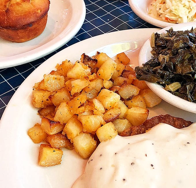 Hash browns that achieve the impossible balance—crispy exterior giving way to tender potato within. These aren't a side dish; they're the main event's worthy co-star.