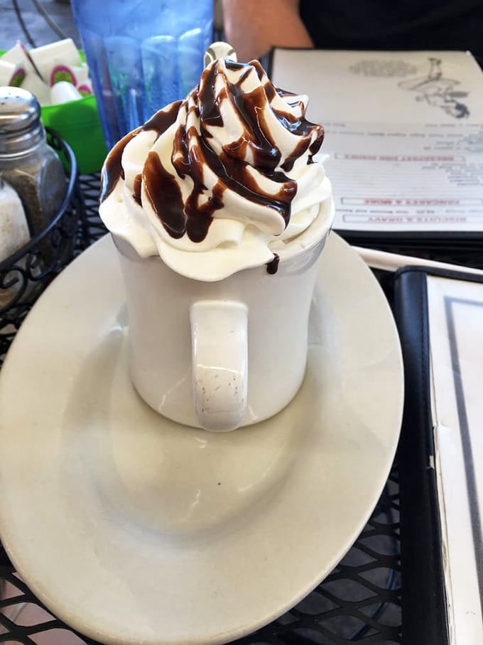 Hot chocolate elevated to an art form—where whipped cream and chocolate drizzle perform a sweet duet that makes coffee jealous.
