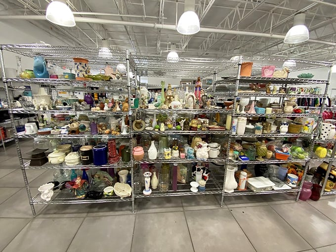 Knickknacks, vases, and figurines—a museum of American home decor where one person's "finally donated it" becomes another's "perfect find!"