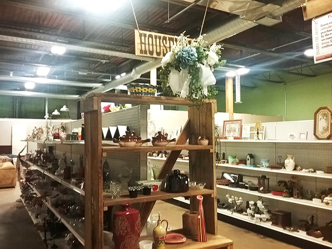 Housewares shelves showcase everything from practical necessities to decorative items that make your friends ask where you shop.