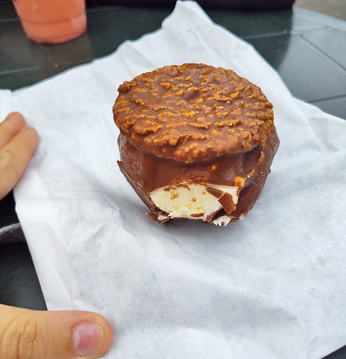 Ice cream sandwiches with cookies that actually taste like cookies—revolutionary concept in a world of freezer-burned disappointments.
