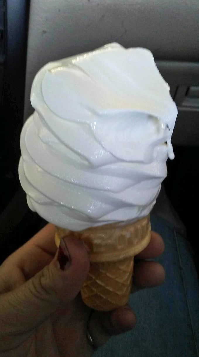 Soft-serve that defies gravity and the California heat – a vanilla monument to summer memories and sticky fingers.