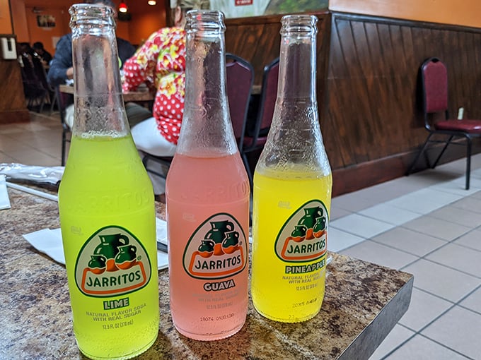 The Mexican soda trifecta – Jarritos in lime, guava, and pineapple flavors bring that authentic sweetness that somehow makes Mexican food taste even more Mexican.