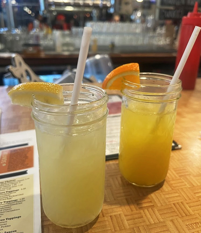 House-made refreshers served in mason jars—because sometimes between craft beers, you need something bright and zippy to reset your palate.