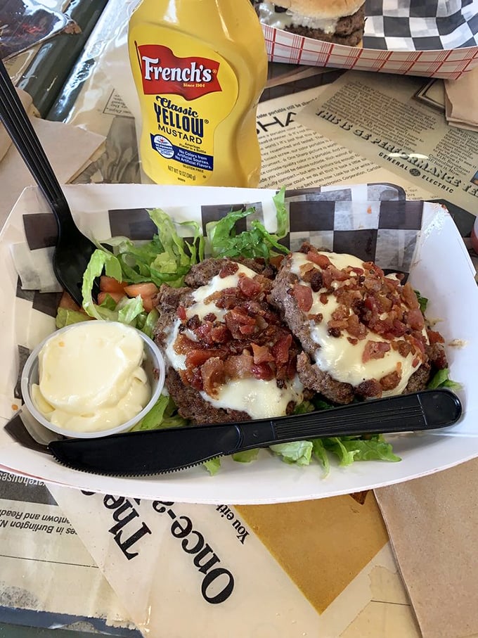 The Kevin Bacon burger doesn't just name-drop—it delivers star power with bacon playing the leading role in this delicious drama of cheese and beef.