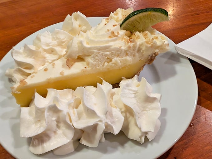 Key lime pie that strikes the perfect balance between sweet and tart – topped with enough whipped cream to make your dentist wince.