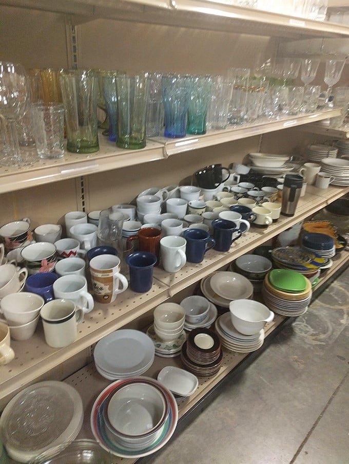 Mugs, plates, and glassware – the kitchen section could stock a small restaurant or transform your cabinets from mismatched to magnificently eclectic.
