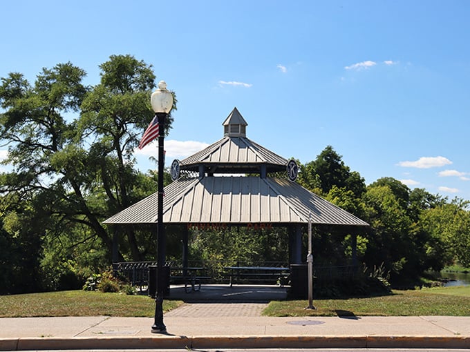 This charming gazebo offers the perfect spot for summer concerts or just watching the world go by – small-town serenity at its finest.