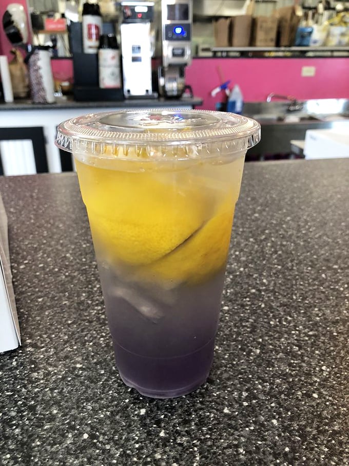 This lavender lemonade isn't just a drink – it's a sunset in a cup, refreshing enough to make you forget you're in Ohio, not Provence.