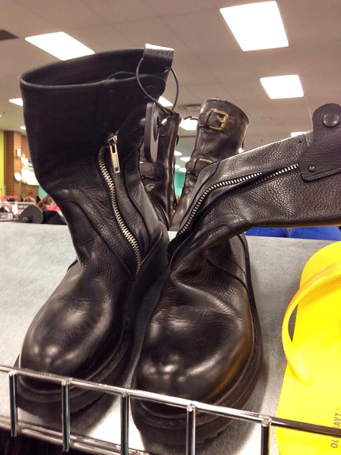 These leather boots weren't made for walking once, but twice. Someone's barely-broken-in regret becomes your perfectly worn-in treasure.