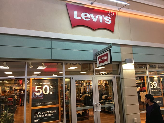 Levi's: where the quest for perfect-fitting jeans ends with that magical 50% off sign. Denim dreams do come true.
