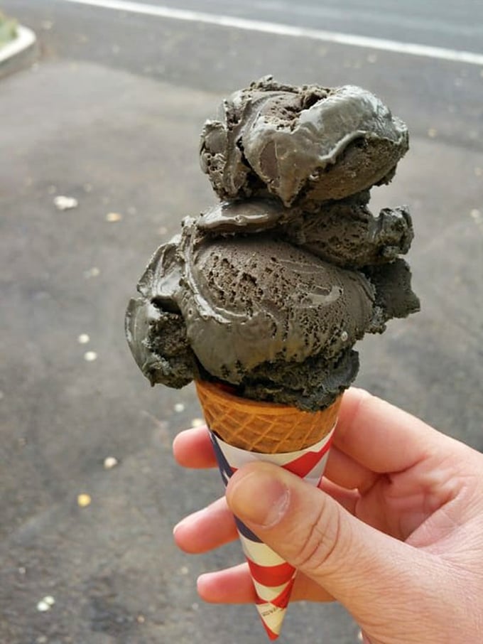 Sno Cap's homemade Licorice ice cream – rich, decadent, and the perfect finale to Oregon's best burger experience.