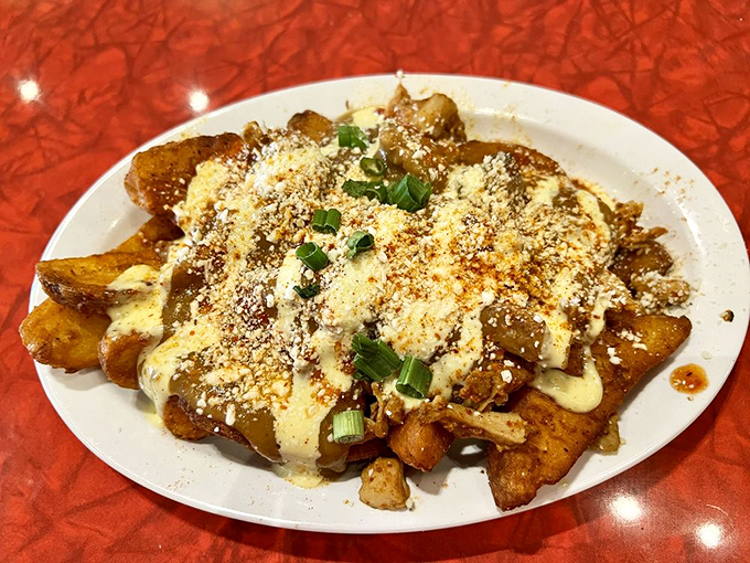 "The Dirty" isn't just a name—it's a promise. Jo-jos smothered in toppings that turn potato wedges into a main event.