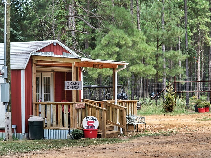 This charming ticket booth at Lonesome Dove Drive Thru Safari might be small, but it's the gateway to wild adventures – proof that in Texas, even safaris come with front porches.