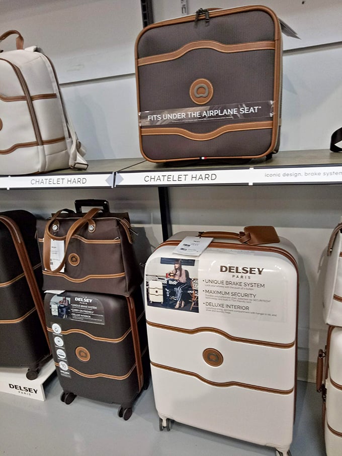 Luggage ready to hold all your outlet finds, ironically also on sale because irony loves company.