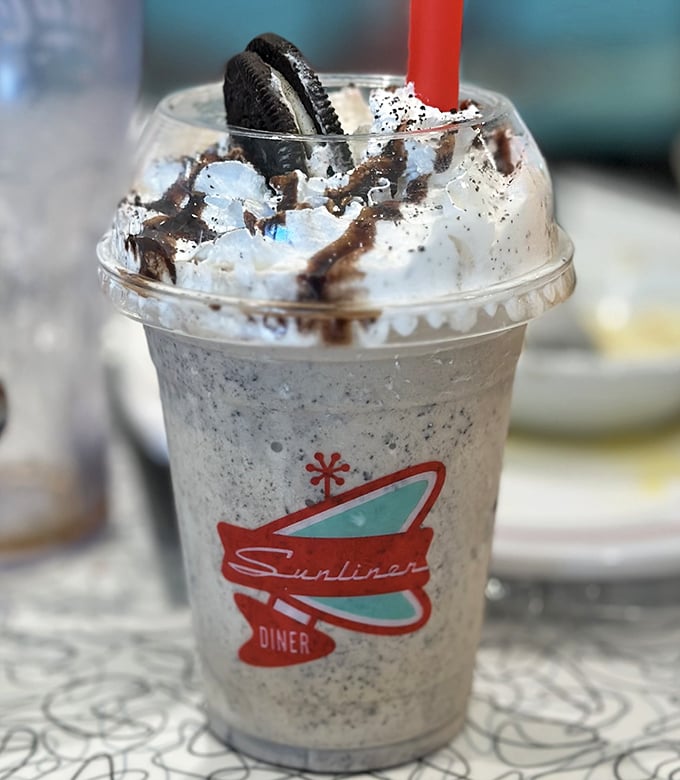 Not just a milkshake, but a work of art. Cookies and cream blended into creamy perfection, topped with enough whipped cream to make your inner child giggle.