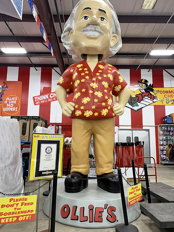 Meet the unofficial mayor of bargain town. This larger-than-life mascot stands guard over the deals with a smile that says, "I told you so."