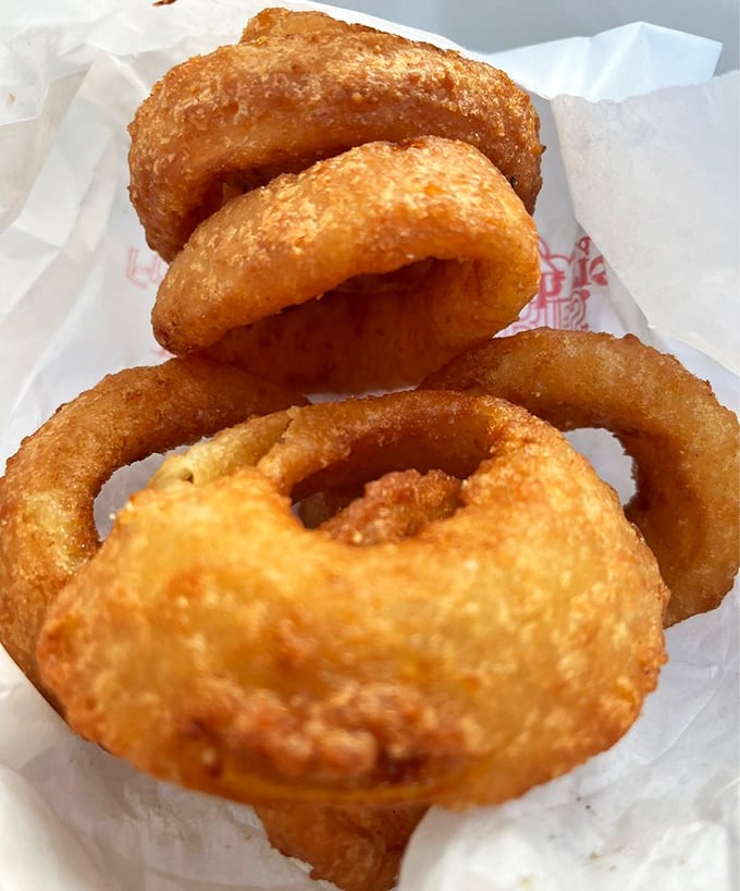 Onion rings with the perfect crunch-to-tenderness ratio. These golden halos deserve their own special place in the fried food hall of fame.